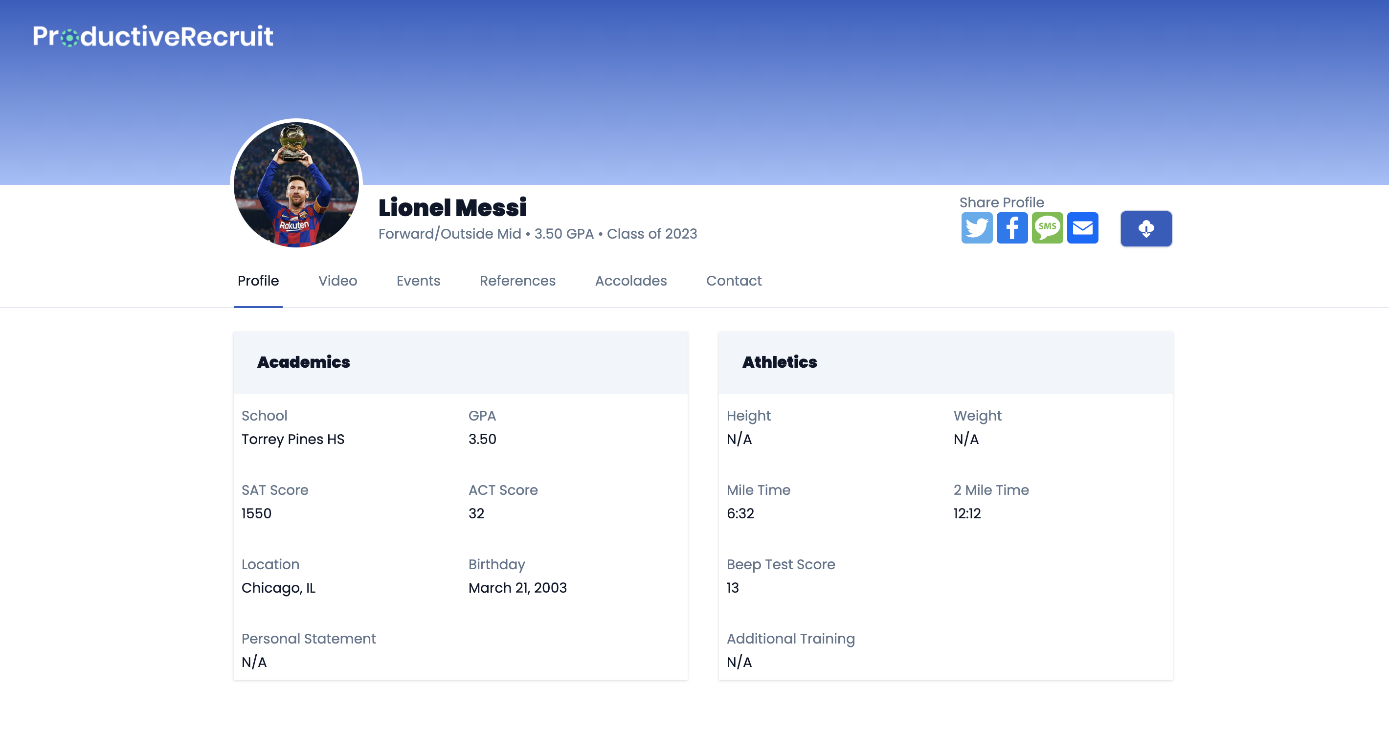 College Athletic Recruiting Software • ProductiveRecruit